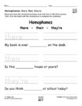 Homophones Worksheet - There, Their and They're - Workbooks and Free ...