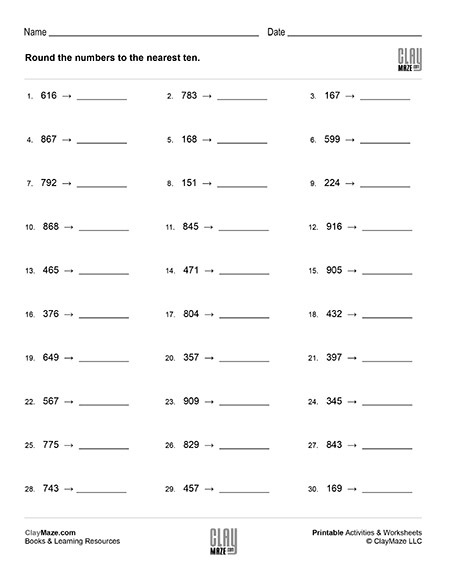 Rounding to the Nearest Ten Worksheets with 3-Digit Numbers - Workbooks ...