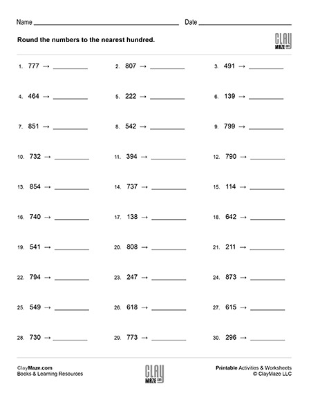 Rounding to the Nearest Hundred Worksheets - Workbooks and Free ...